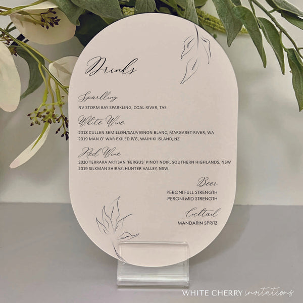 Bar Menu Table Sign | White Cherry Invitations