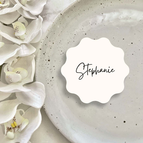Ripple Wavy Scalloped Place Cards | White Cherry Invitations | Ripple ...